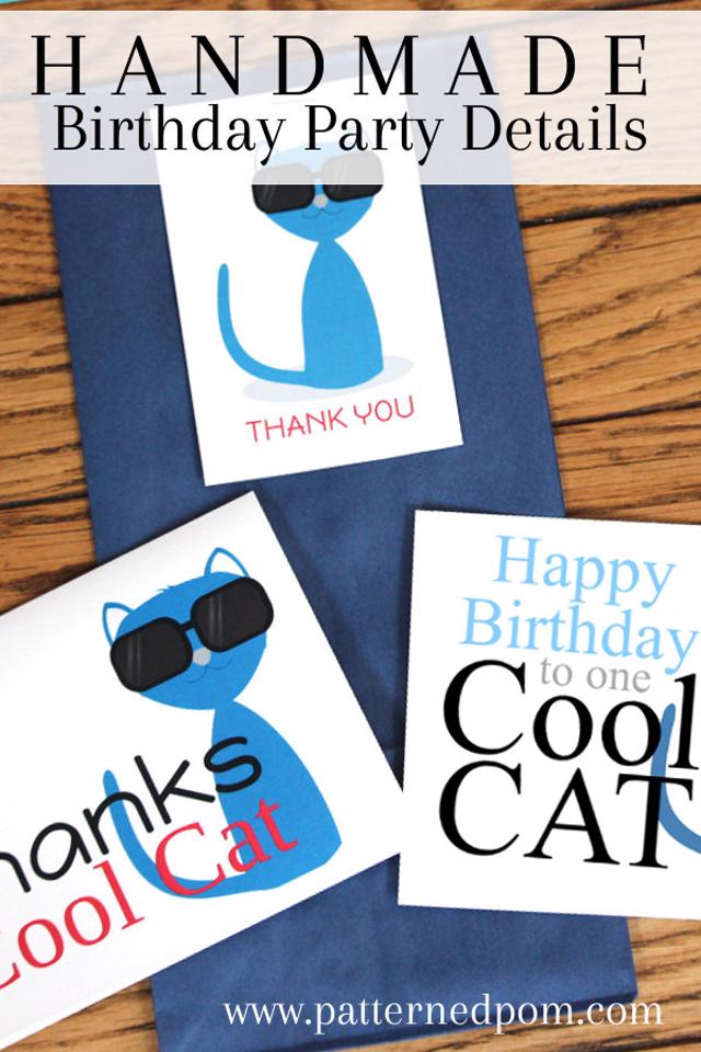 Patterned Pomegranate: Printable Cool Cat Birthday Card and Cat Thank ...