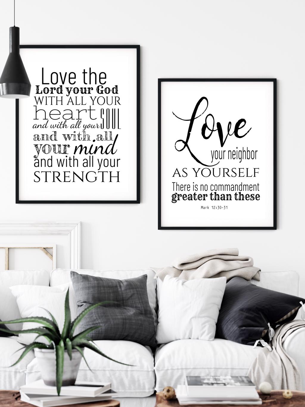 Patterned Pomegranate: Printable Christian Typography Signs | Mark 12:30-31