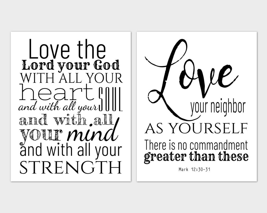 Patterned Pomegranate: Printable Christian Typography Signs | Mark 12:30-31