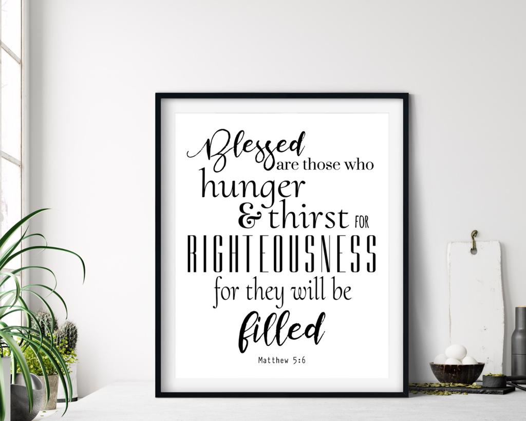 Patterned Pomegranate: Kitchen Printable Scripture Quote | Matthew 5:6