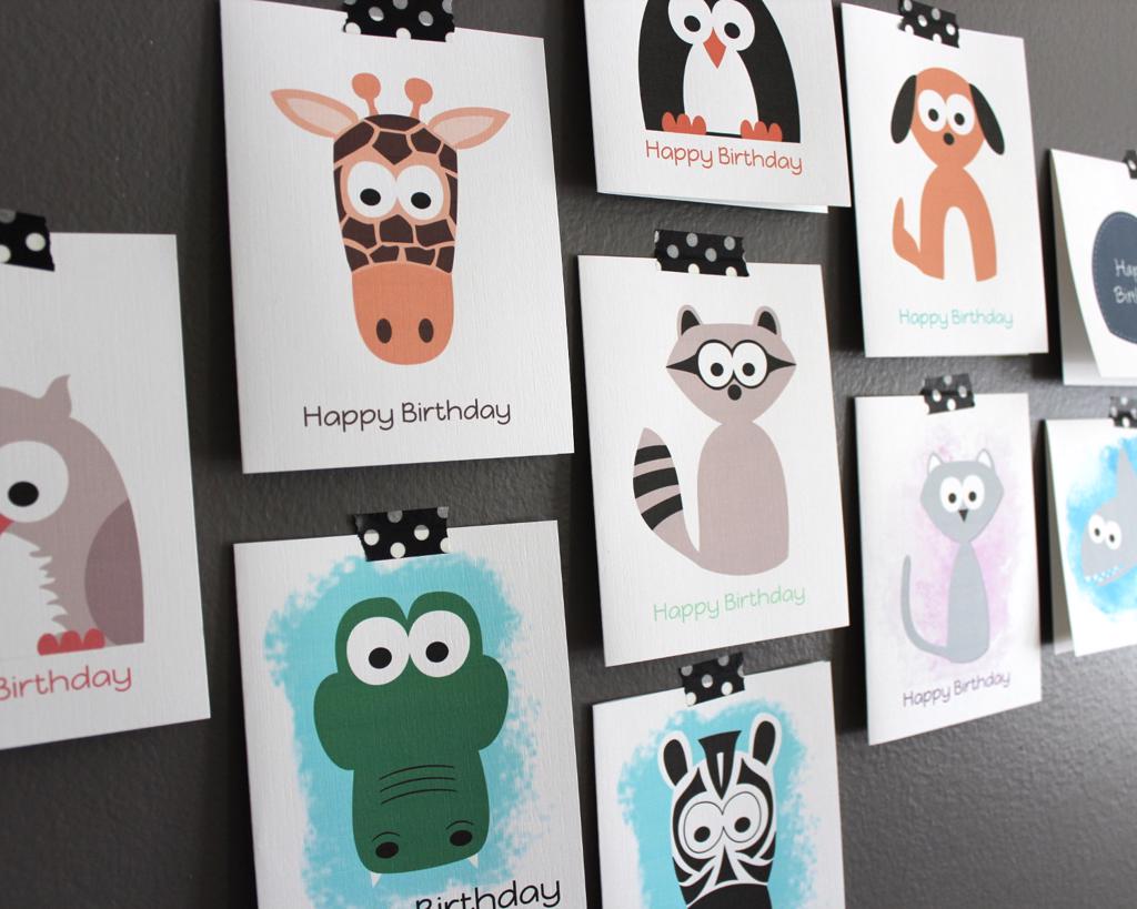 Patterned Pomegranate: Printable Kids Birthday Card Set (10) - Animal ...