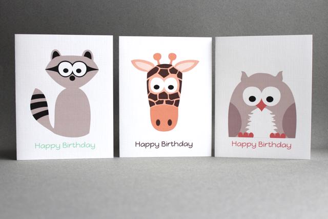 Patterned Pomegranate: Printable Kids Birthday Card Set (10) - Animal ...